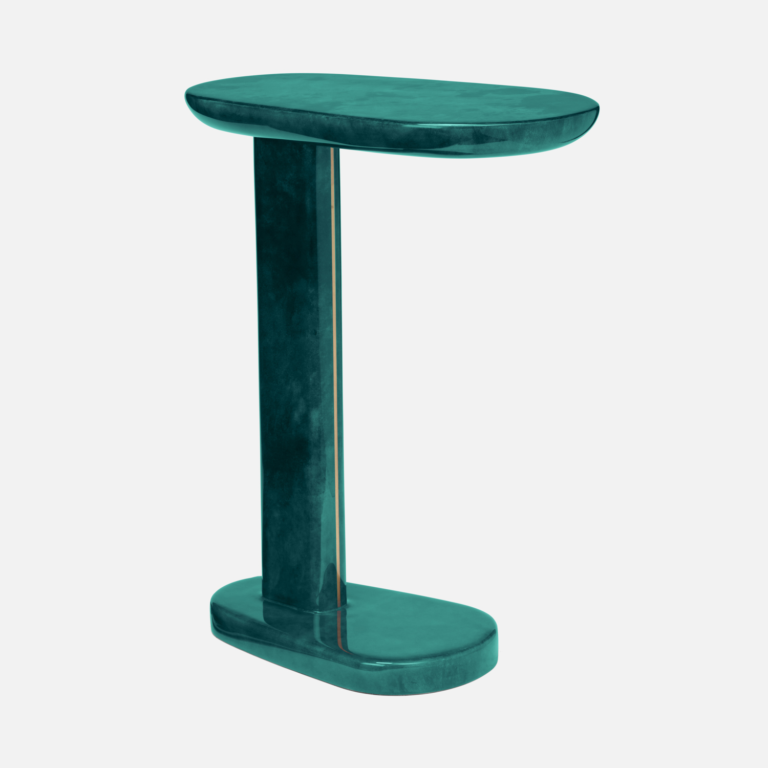 ADAM, Accent Table, Teal Gloss/Brass, 18"Lx10"Wx24"H, Vellum Leather ...